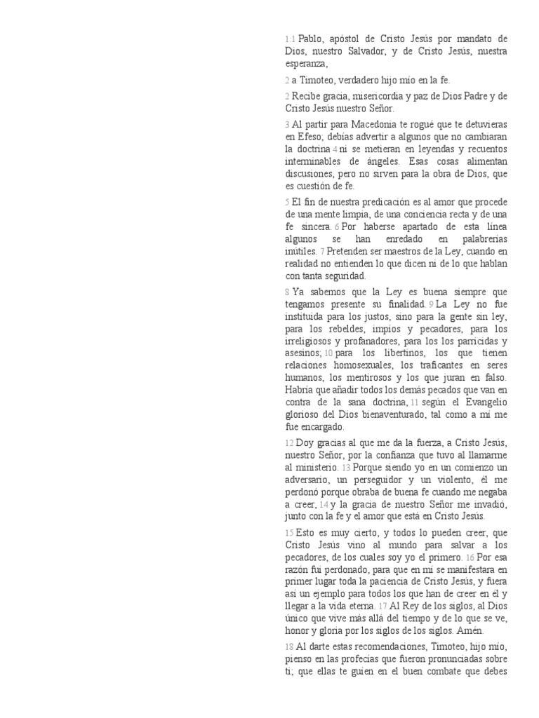 Primera Carta A Timoteo para Rollo | PDF | Jesús | Fe