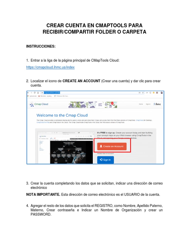 Tutorial - Crear Cuenta - CMapCloud | PDF