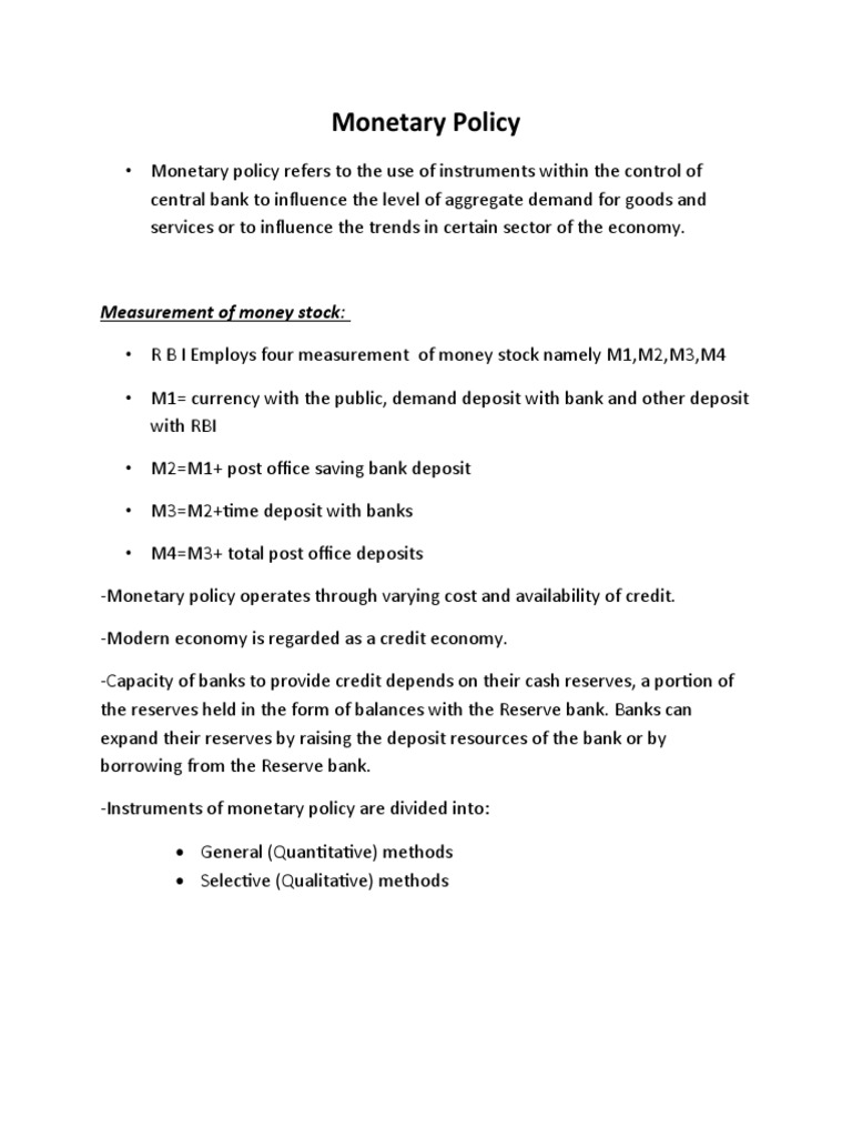 Monetary Policy | PDF | Money Supply | Monetary Policy