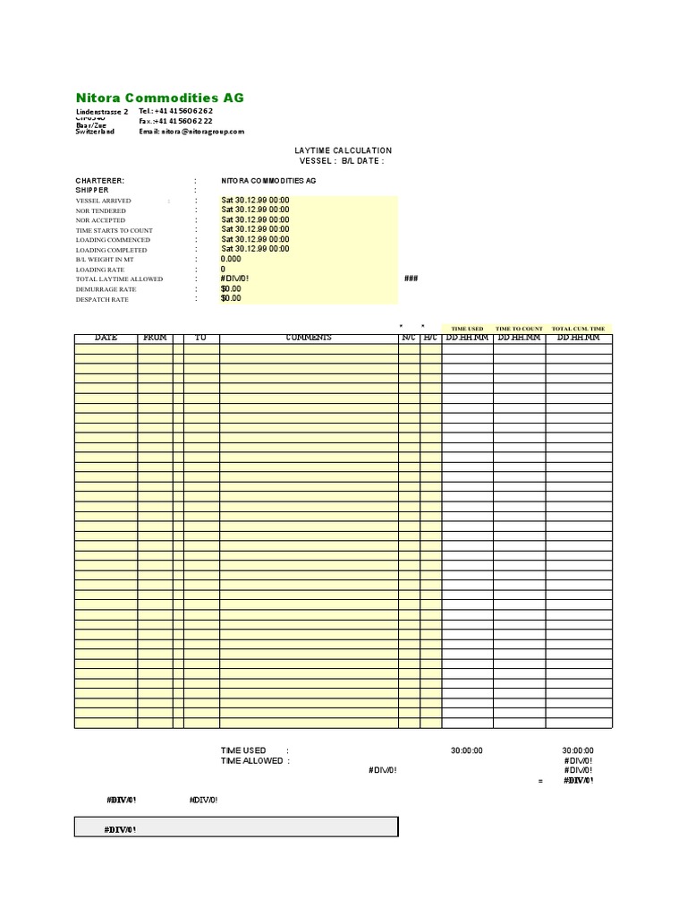Laytime Calculation for Cargo Vessel with Incomplete Data | PDF ...