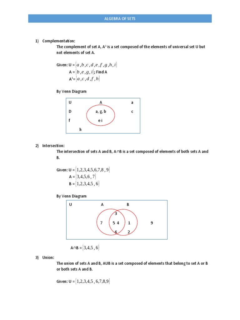 Algebra of Sets EXAM | PDF | Abstract Algebra | Logic