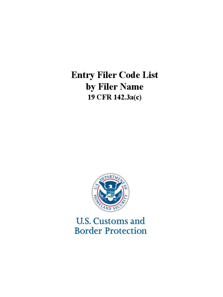 U.S. Customs Entry Filer Codes List | PDF | Companies | Companies Of ...