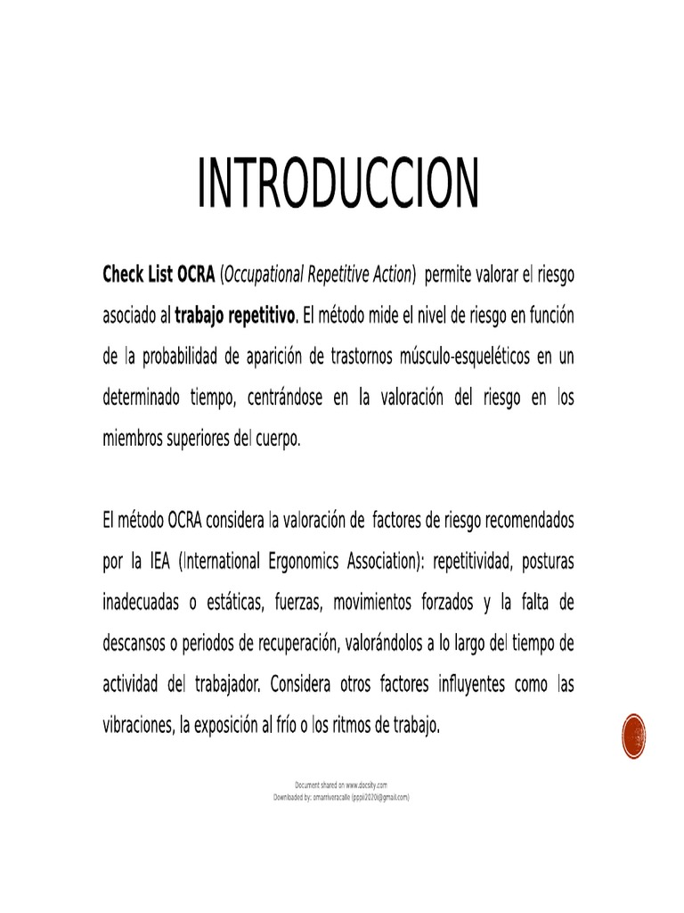 Check List OCRA | PDF