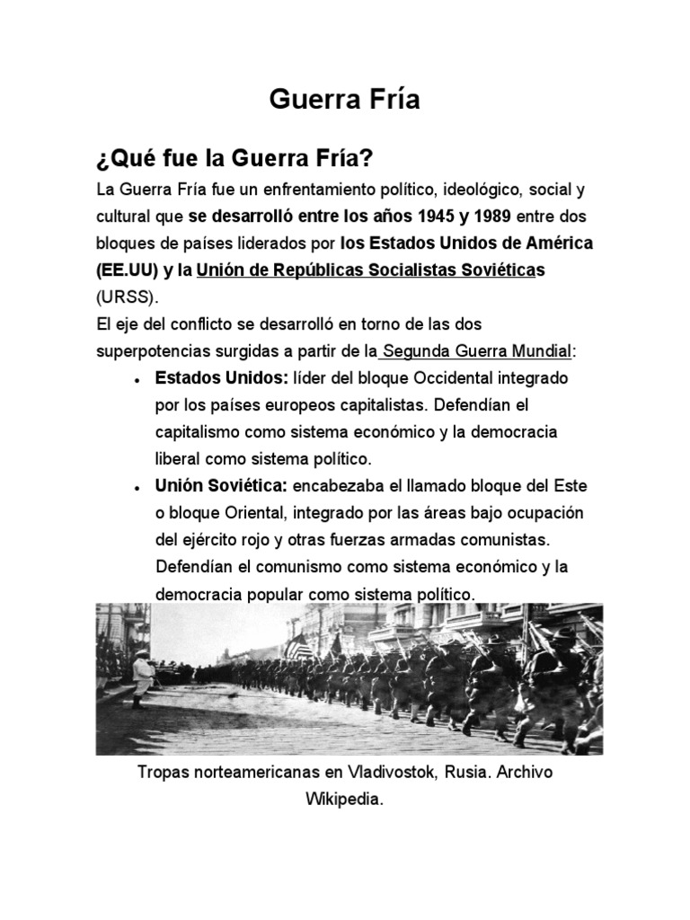 Resumen de la Guerra Fría | PDF | Guerra Fría | Política mundial