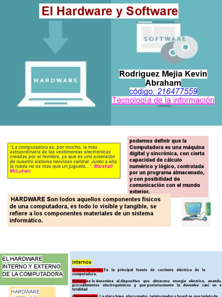 El Hardware y Software | PDF | Hardware de la computadora | Interfaces ...