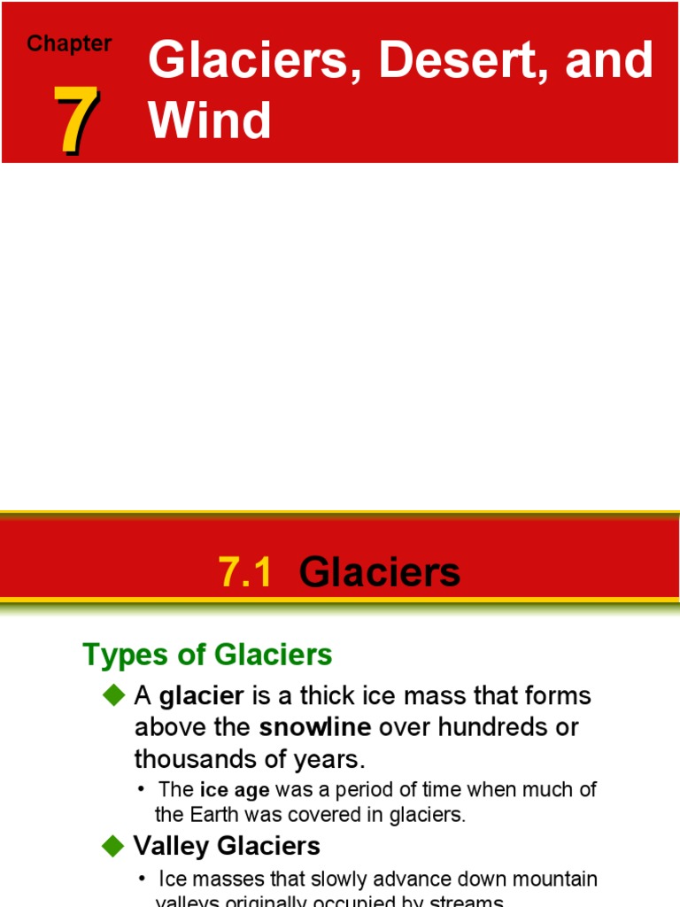 Glaciers, Deserts, and Wind Erosion | PDF | Glacier | Dune