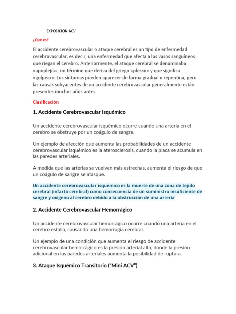Guía Completa sobre Accidentes Cerebrovasculares | PDF | Carrera | Isquemia