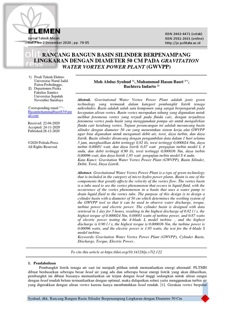 Elemen: Rancang Bangun Basin Silinder Berpenampang Lingkaran Dengan ...