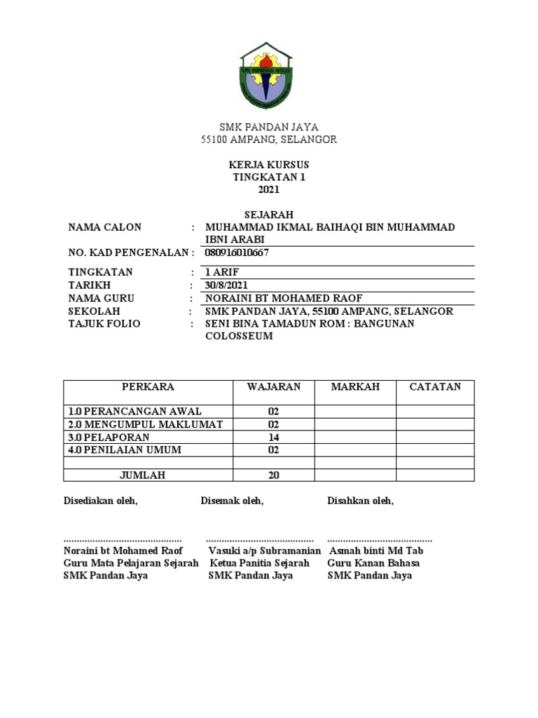 Folio Sejarah - Ikmal | PDF