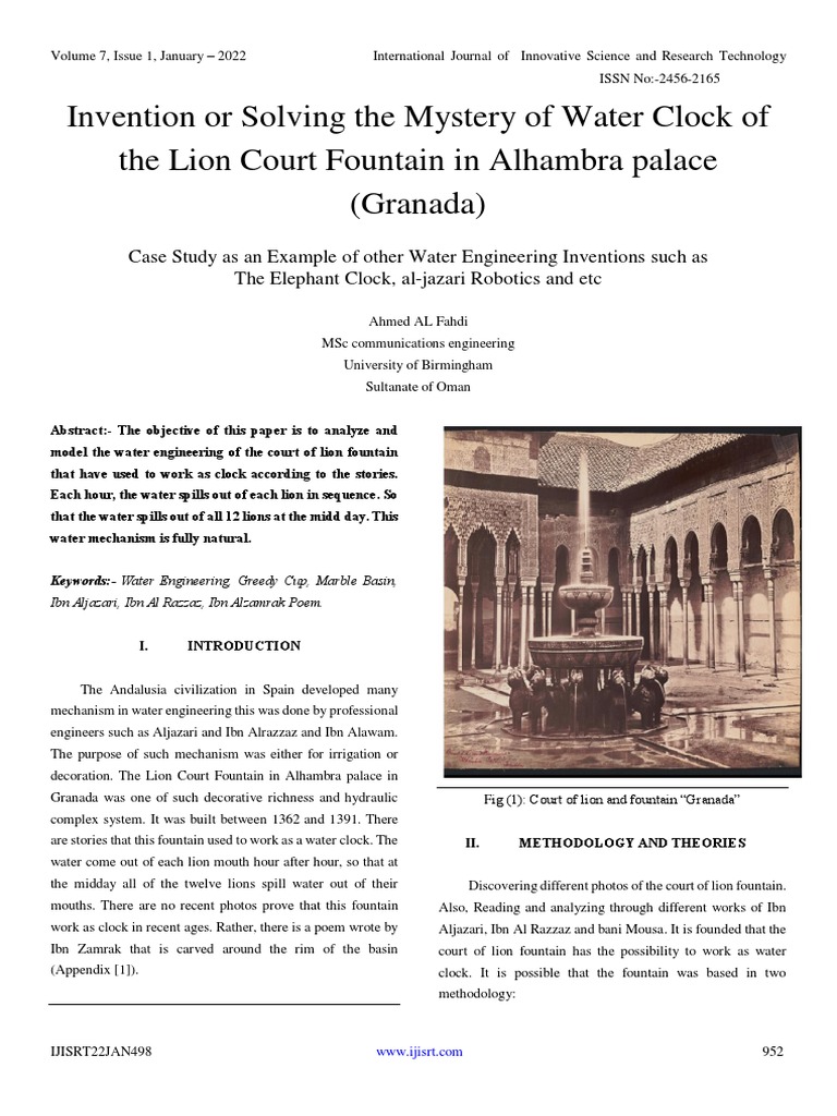 Invention or Solving The Mystery of Water Clock of The Lion Court ...