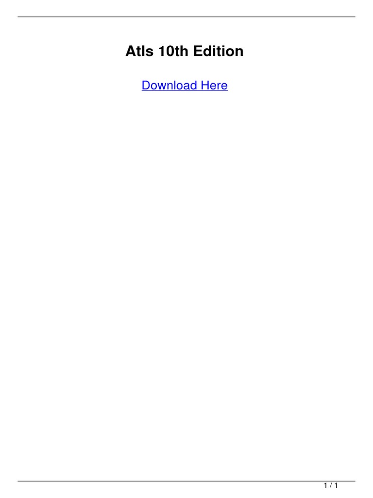 Atls 10th Edition: Download Here | PDF