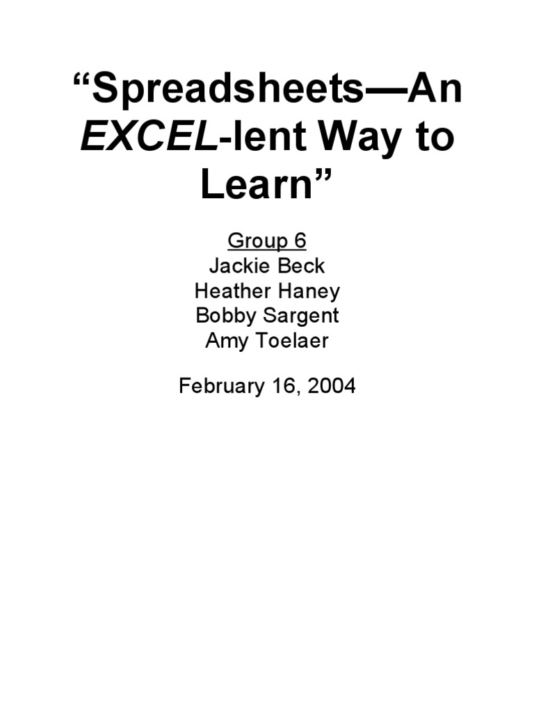 Excel Spreadsheets in Education | PDF | Computers