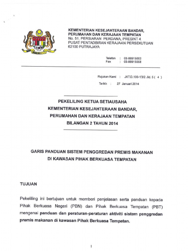 Garis Panduan Sistem Penggredan Premis Makanan Di Kawasan Pihak ...
