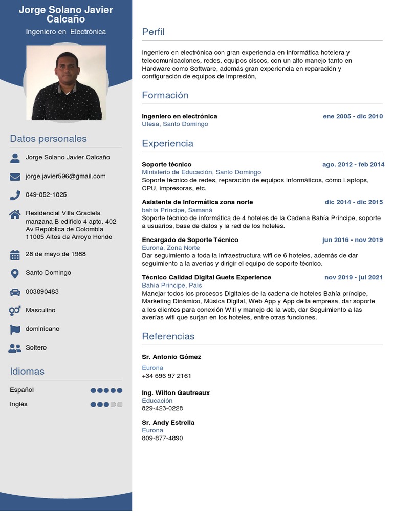 CV Jorge Javier | PDF | Soporte técnico | Ingeniería de software