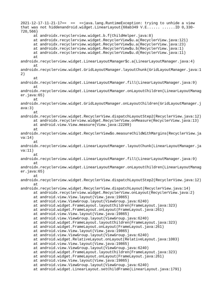 RecyclerView Layout Error Debugging | PDF | Programming Paradigms | Computer Related Introductions