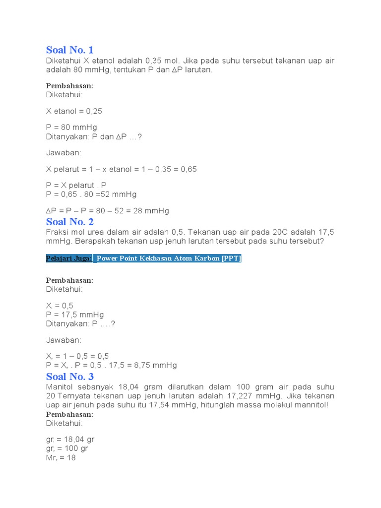 Soal Tekanan Uap dan Larutan | PDF | Sains & Matematika