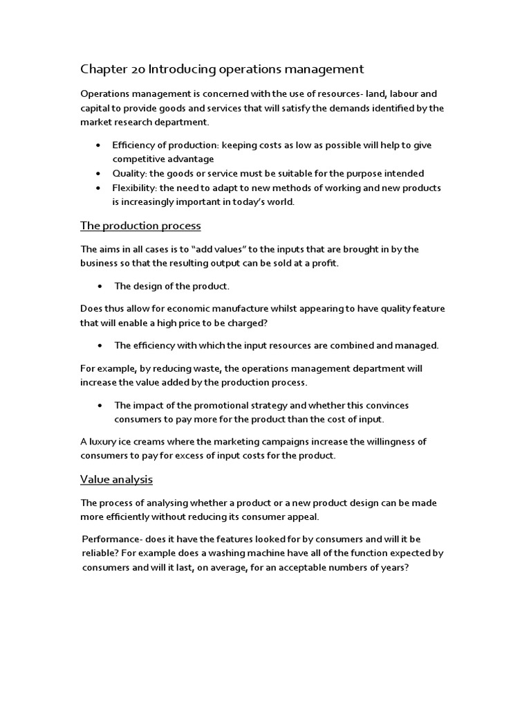 Operations Management Basics | PDF