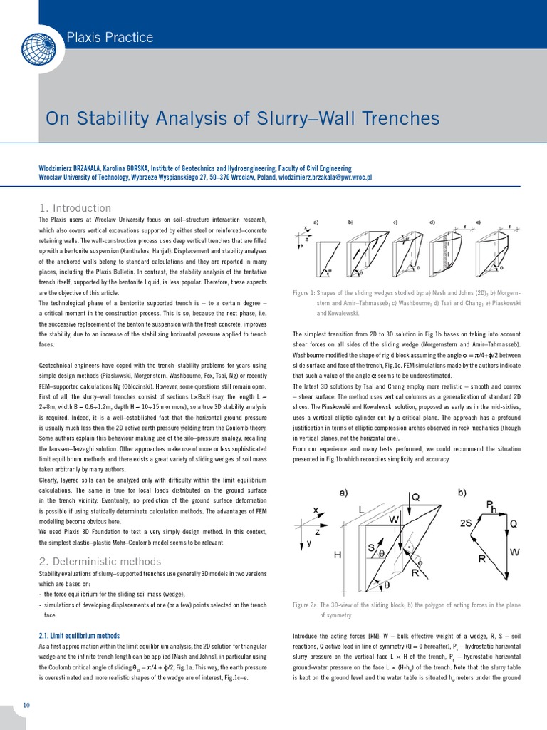 Analysis of Slurry-Wall Trench Stability Using Plaxis 3D Foundation ...