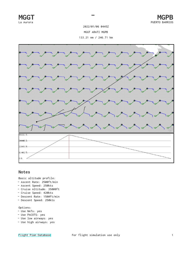 Flight Plan: MGGT to MGPB Details | PDF | Aviation | Aerospace Engineering