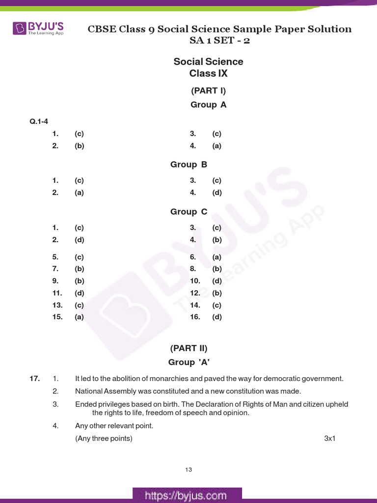 Class 9 Social Science Sample Paper Answers | PDF | Himalayas | Democracy