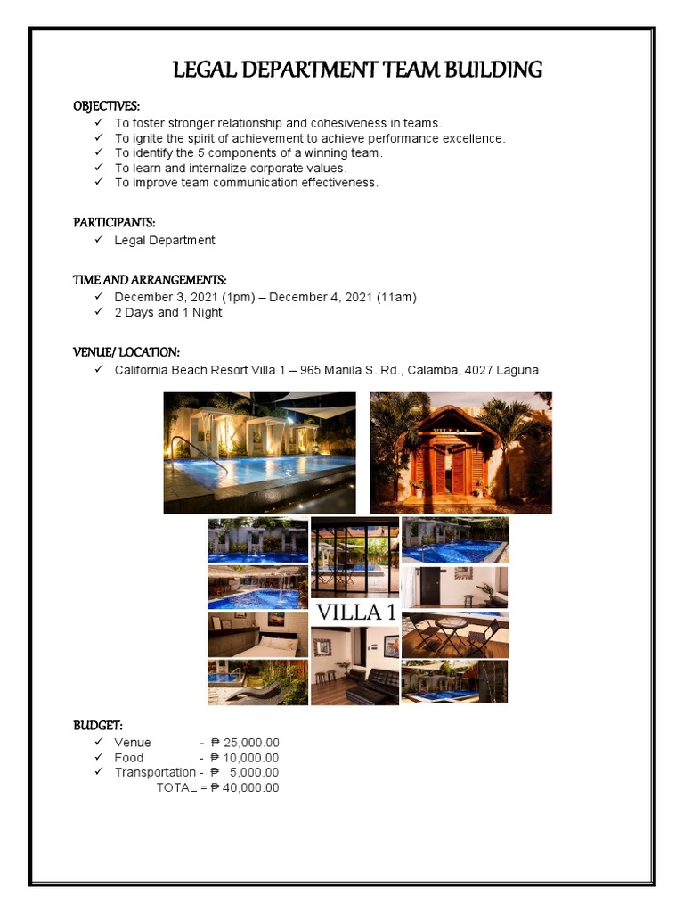 Legal Department Team Building: Objectives | PDF | Cognitive Science ...