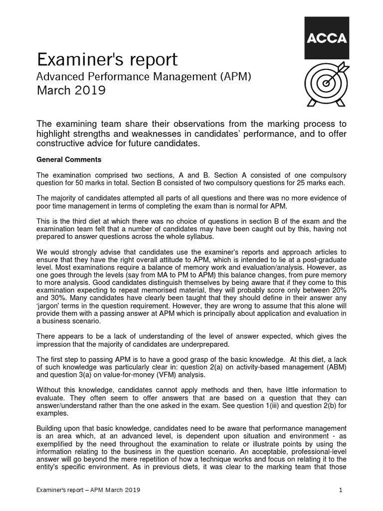 Apm Examreport m19 | Download Free PDF | Test (Assessment) | Evaluation
