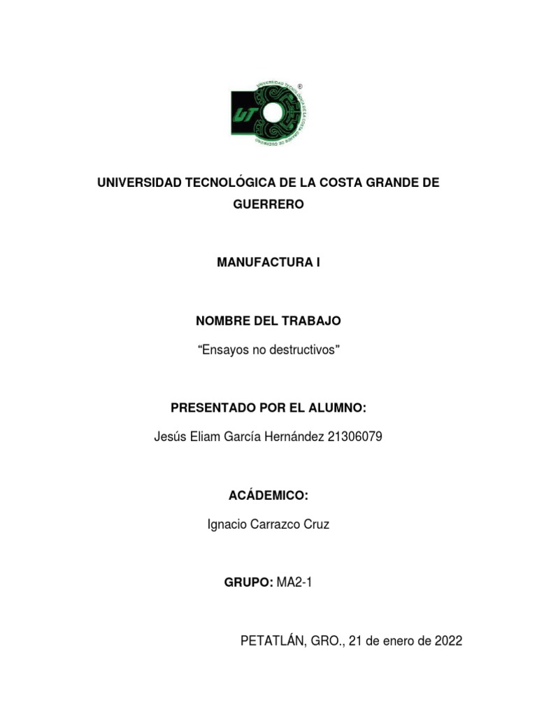 U2 Tarea Ensayos No Destructivos Garcia Hernandez Jesus Eliam | PDF ...