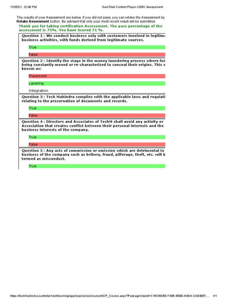 SumTotal Content Player-CEBC Assessment | PDF | Business