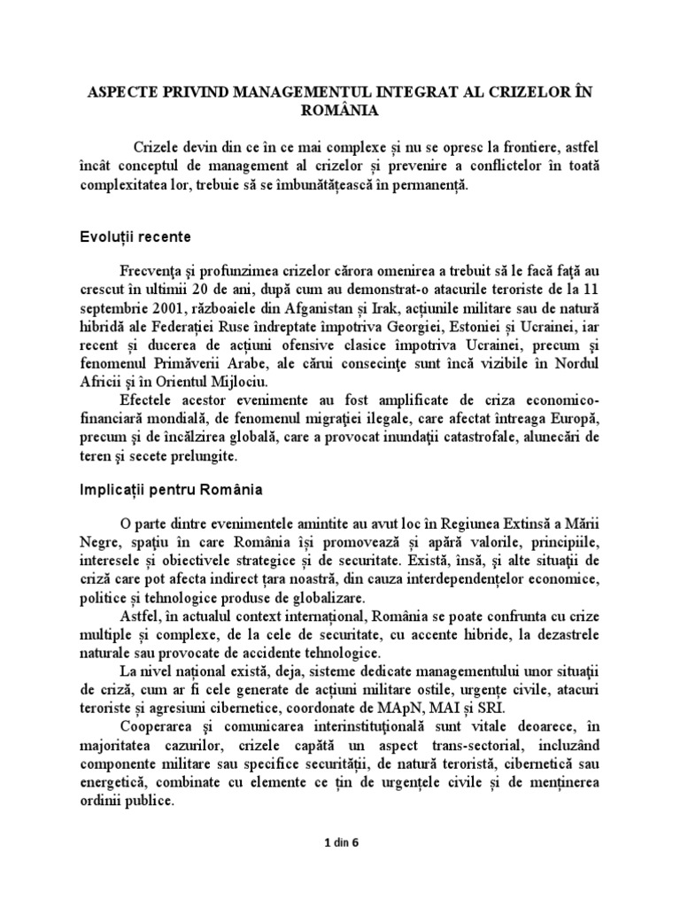 Managementul Crizelor | PDF