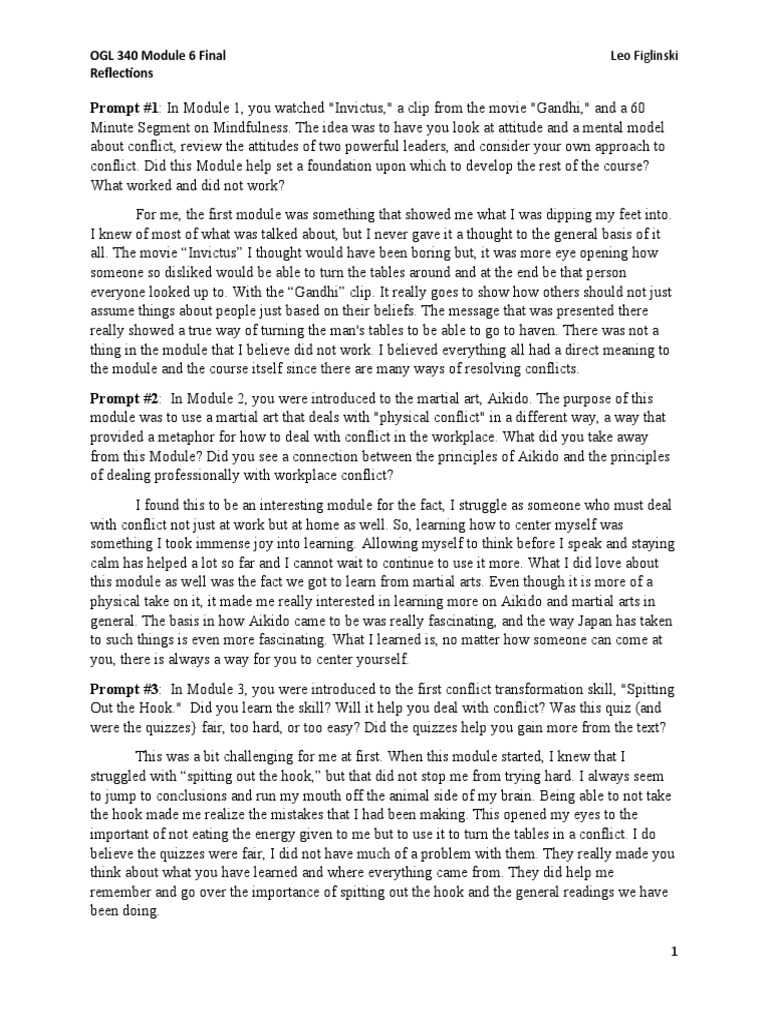 Ogl 340 Module 6 Final Reflections 1 | PDF | Thought | Cognition