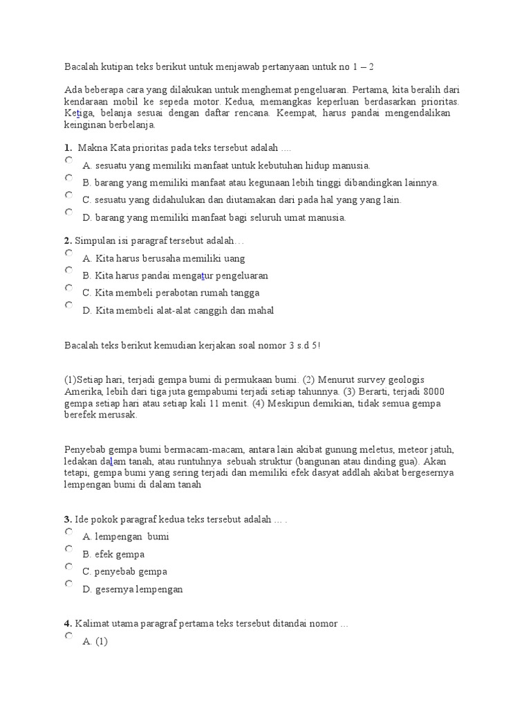 Soal B Indi | PDF | Perjalanan | Seni & Disiplin Bahasa