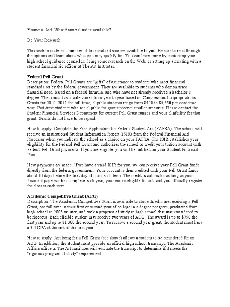 Financial Aid | PDF | Student Loans In The United States | Loans