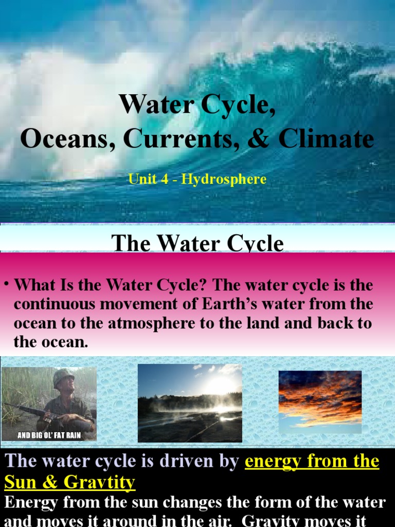 Unit 4 - Part 1 Water Cycle, Oceans, Currents, Climate, and Coastal ...