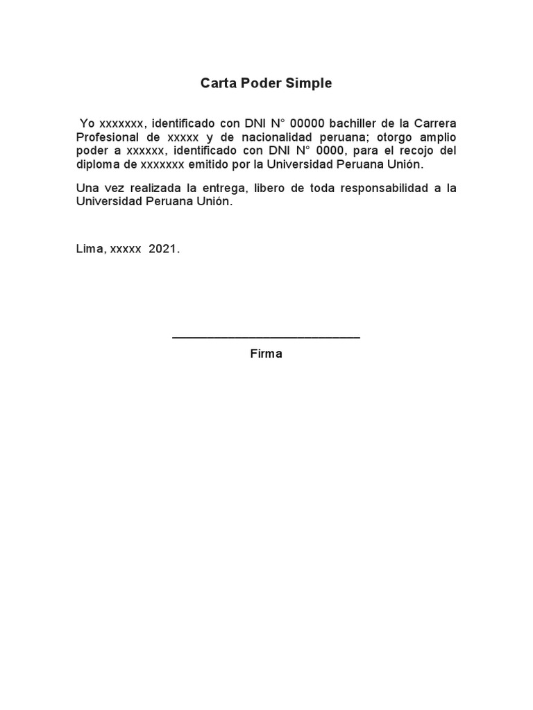 Formato Carta Poder Simple | PDF