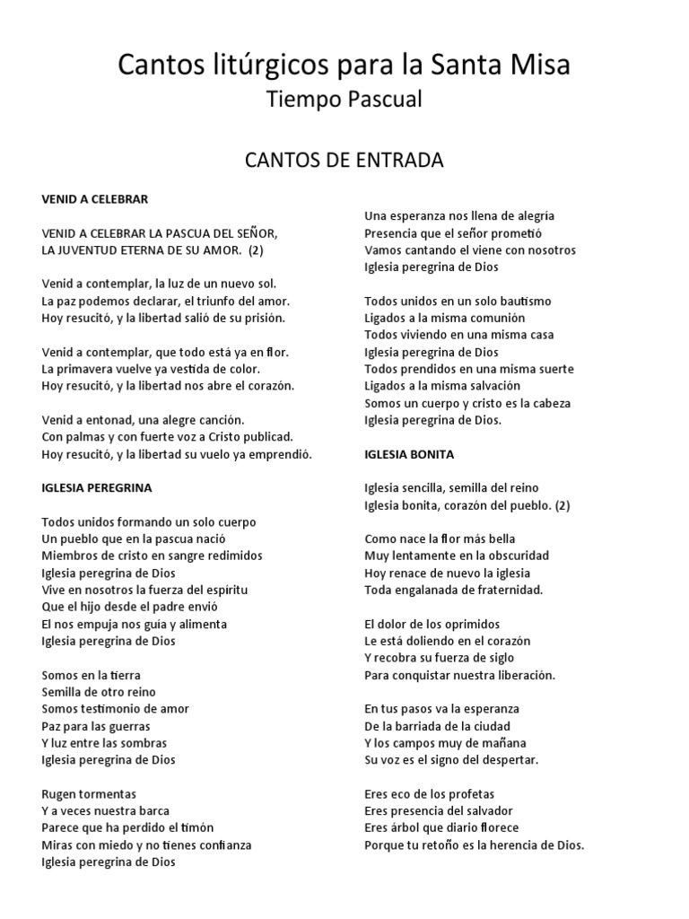 Cantos Litúrgicos para La Santa Misa | PDF | Cristo (título) | eucaristía