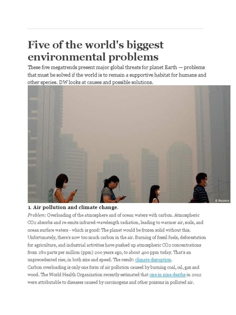 The Worlds Biggest Environmental Problems | PDF | Climate Change ...