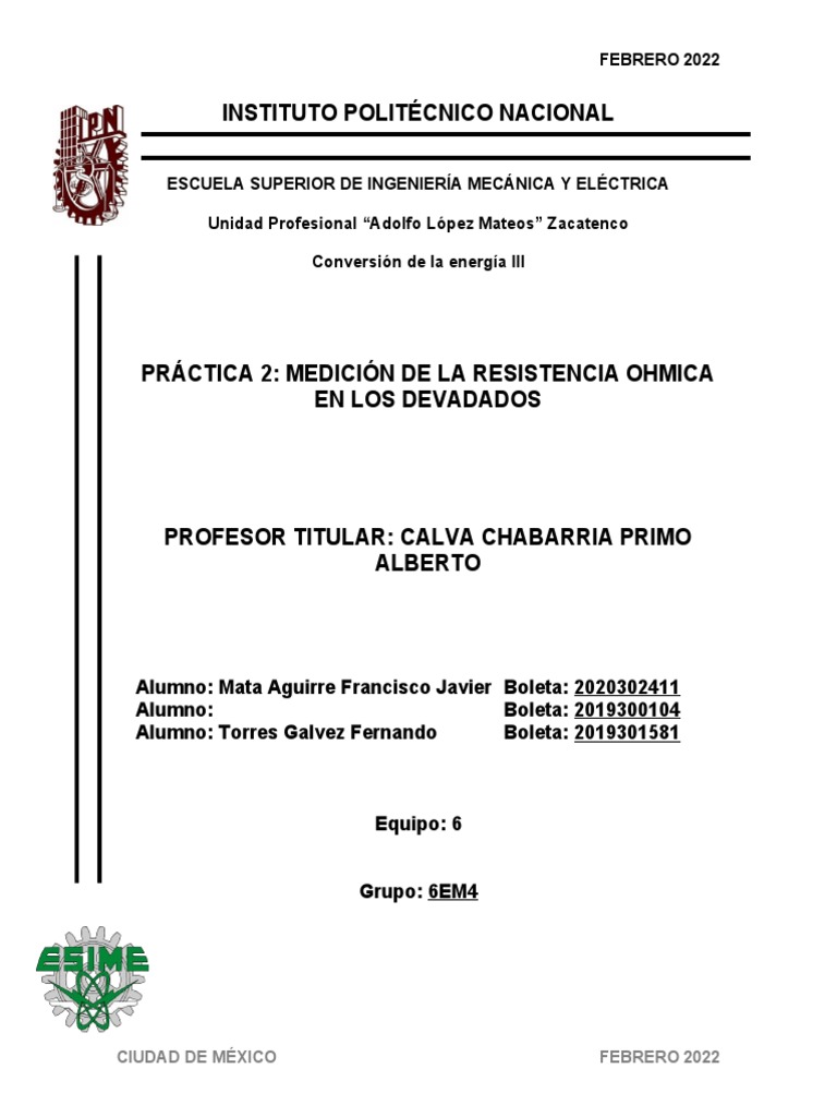 Práctica 2 V2 | PDF | Resistencia Eléctrica y Conductancia | Transformador