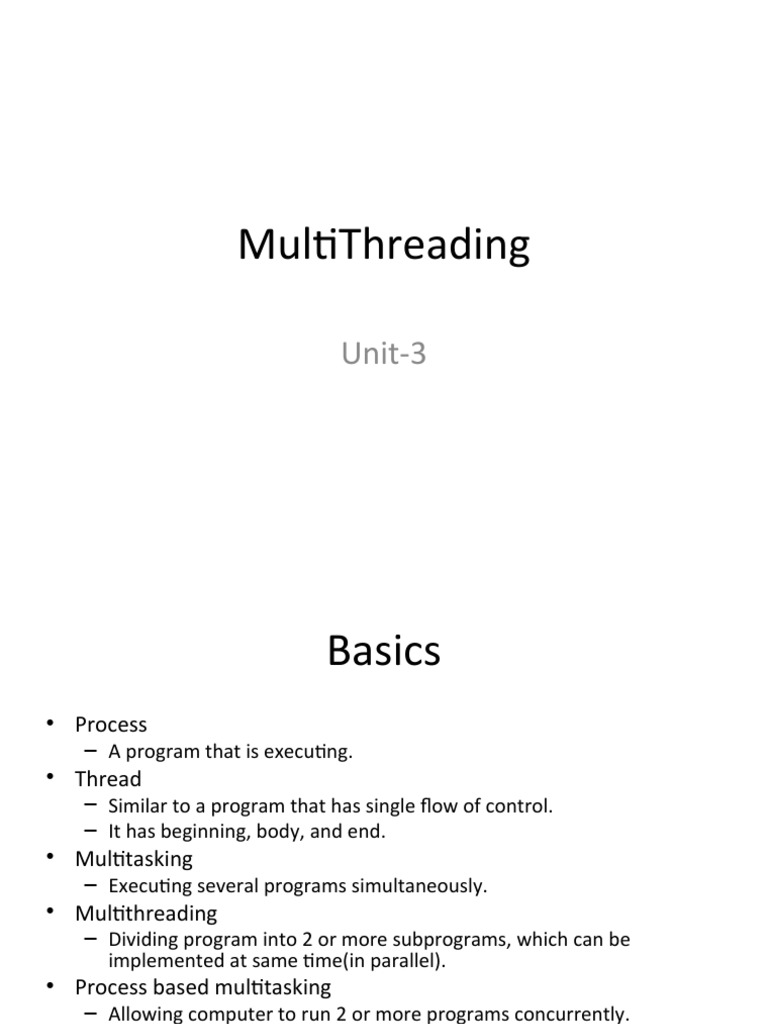 UNIT3 Part2 (Multithreading) | PDF | Process (Computing) | Thread (Computing)