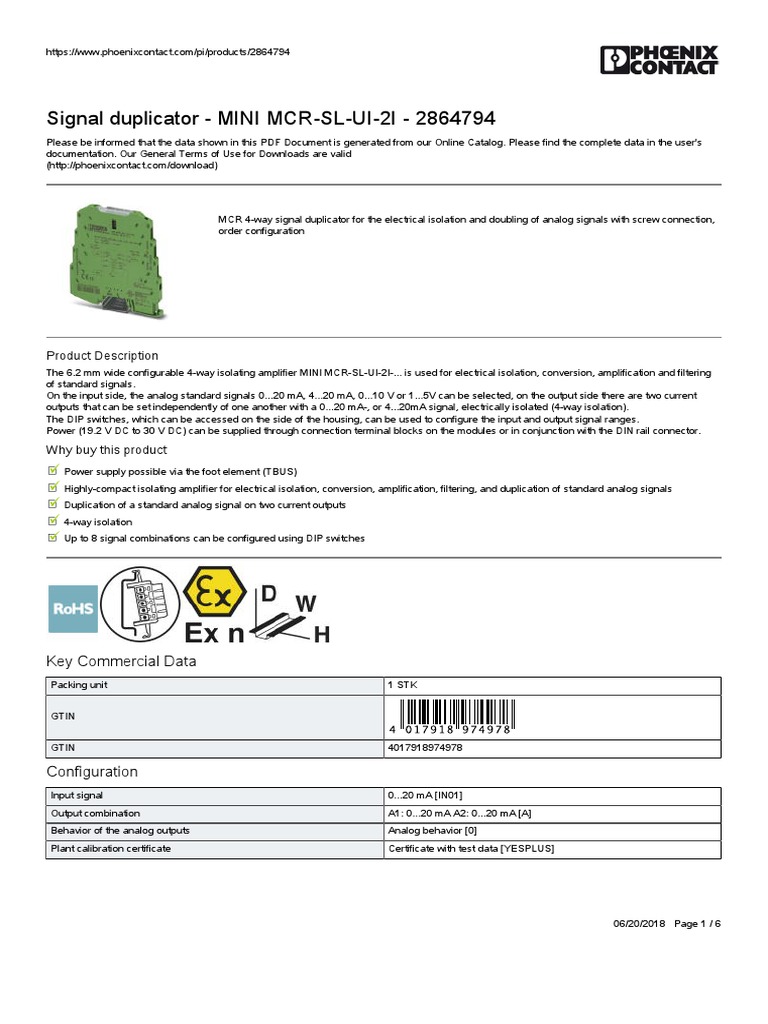 Signal Duplicator - MINI MCR-SL-UI-2I - 2864794: Product Description ...