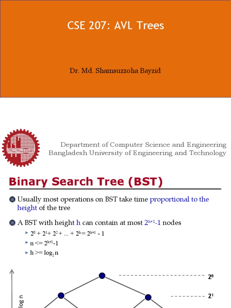 CSE 207: AVL Trees: Dr. Md. Shamsuzzoha Bayzid | PDF | Computer Data ... CSE 207: AVL Trees: Dr. Md. Shamsuzzoha Bayzid | PDF | Computer Data ...