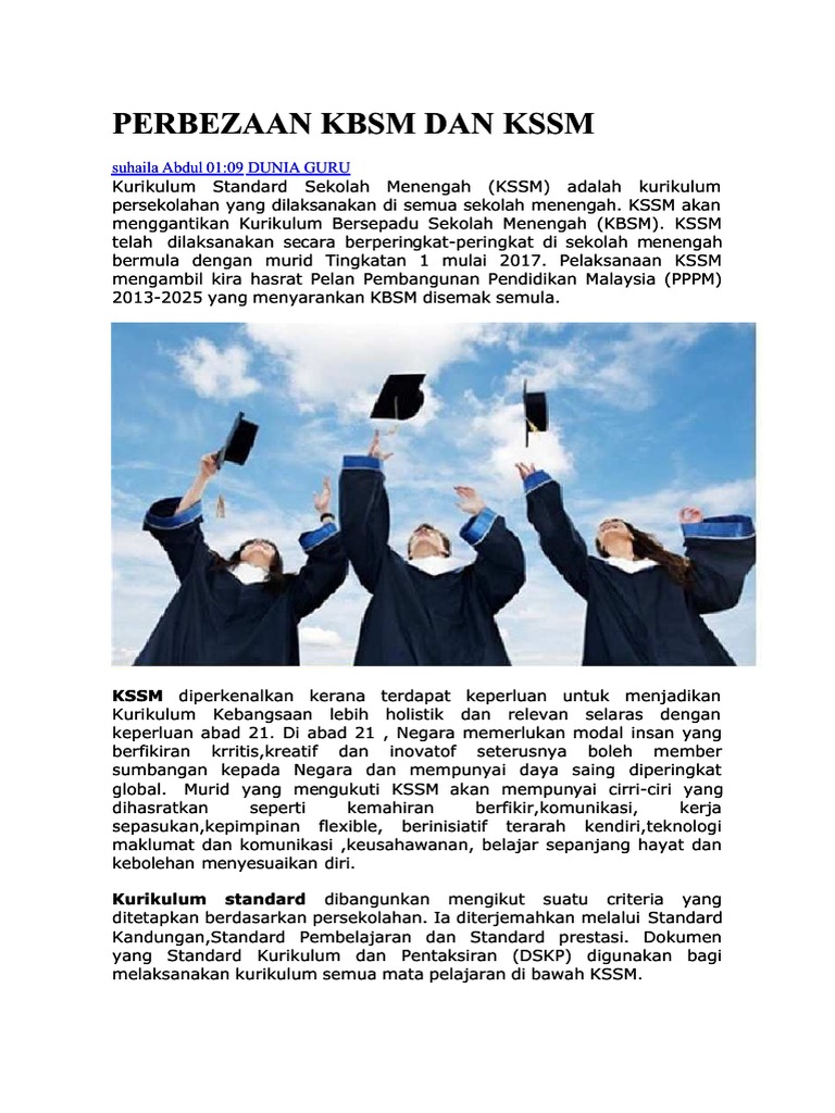 Perbezaan KBSM Dan KSSM | PDF