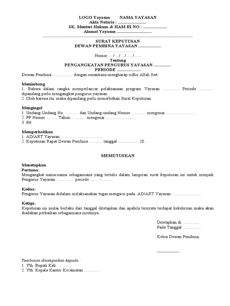 1 Contoh SK Yayasan 1 | PDF