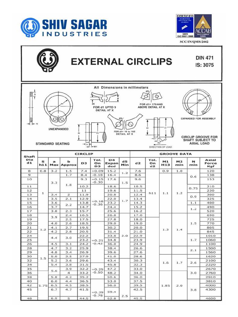 DIN 471 - Heavy Duty External Circlips | PDF