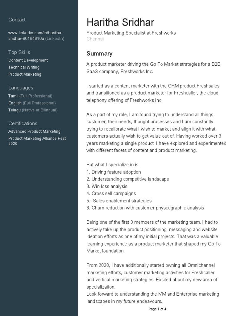 Freshworks - Haritha Sridhar | PDF | Marketing | Customer Relationship Management