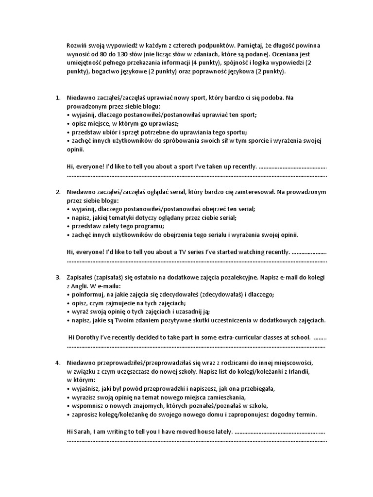 WRITING BANK - Matura Podstawowa | PDF