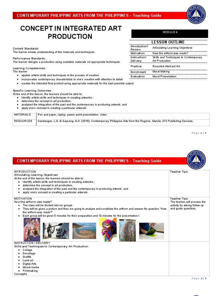 Teaching Guide Contemporary Arts | PDF | Learning | Paintings