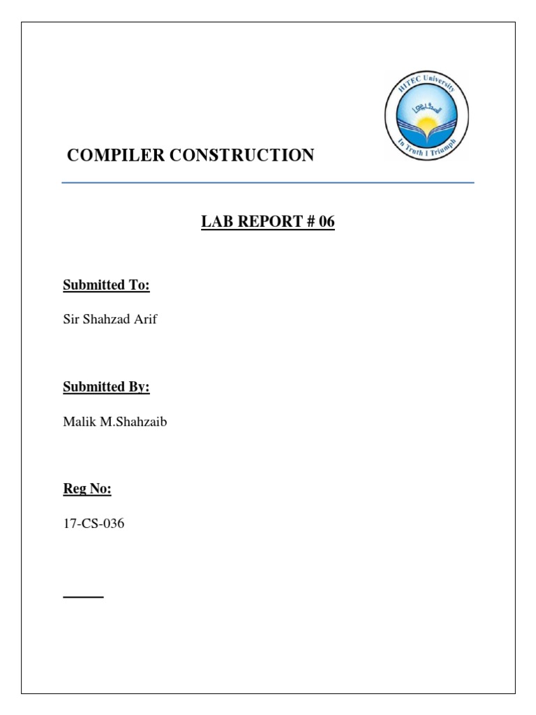 Compiler Construction: Lab Report # 06 | PDF | Computer Programming | Computer Engineering