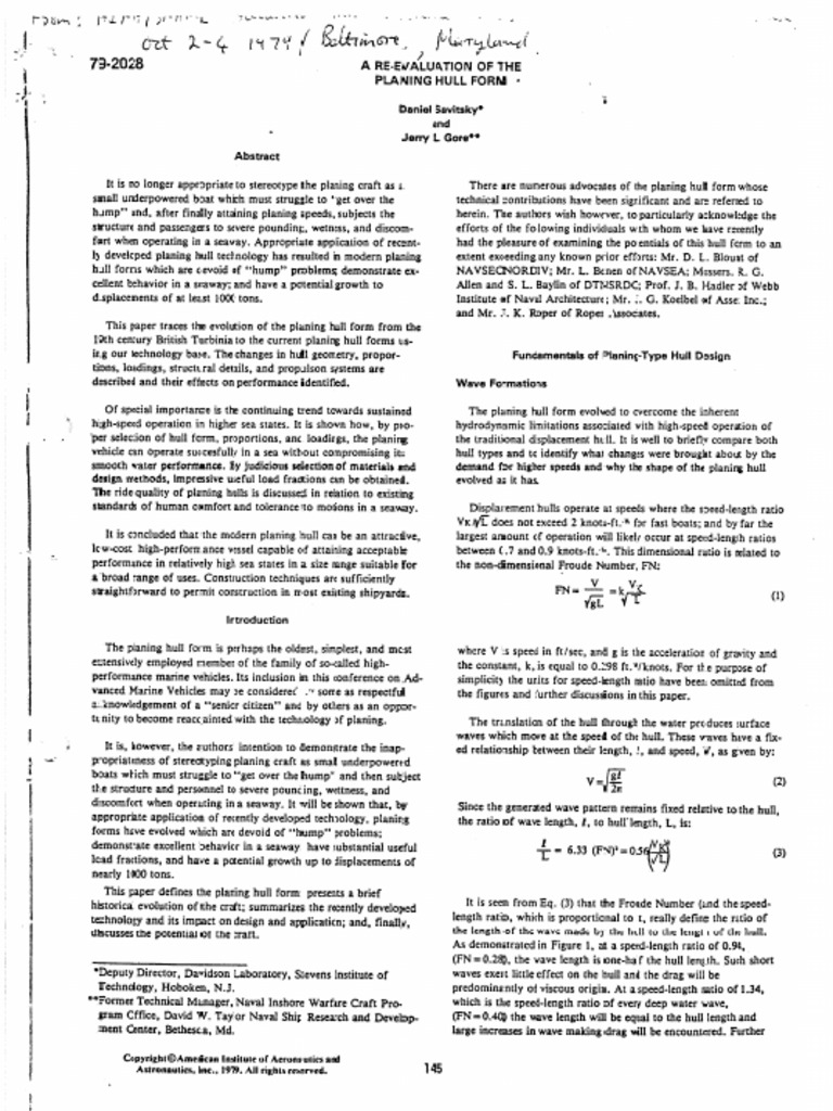 Reevaluation of Planing Hull Form | PDF