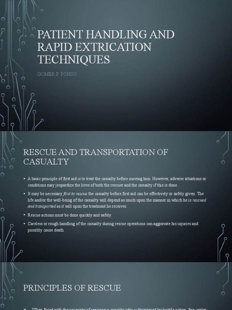 Patient Handling and Rapid Extrication Techniques | PDF | First Aid ...