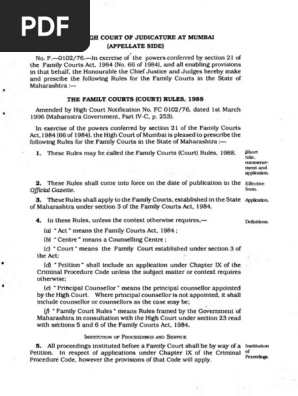Family Courts Rules 1988 PDF Legal Guardian Summons